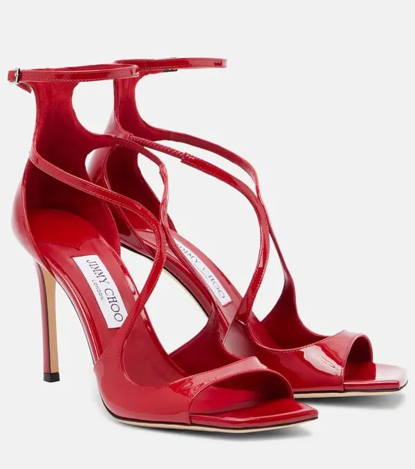 JIMMY CHOO Azia 95 Patent Leather Sandals - Red