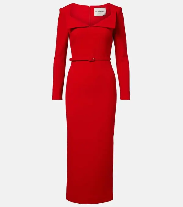 Roland Mouret Belted Wool Midi Dress