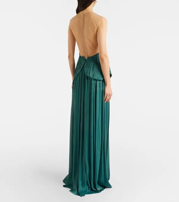 Costarellos Serenne Pleated Bustier Gown