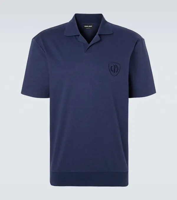 Giorgio Armani Cotton Jersey Polo Shirt - Blue