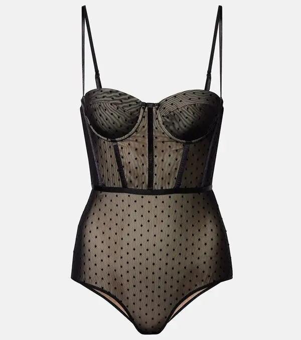 Zimmermann Dot Mesh Bodysuit - Black