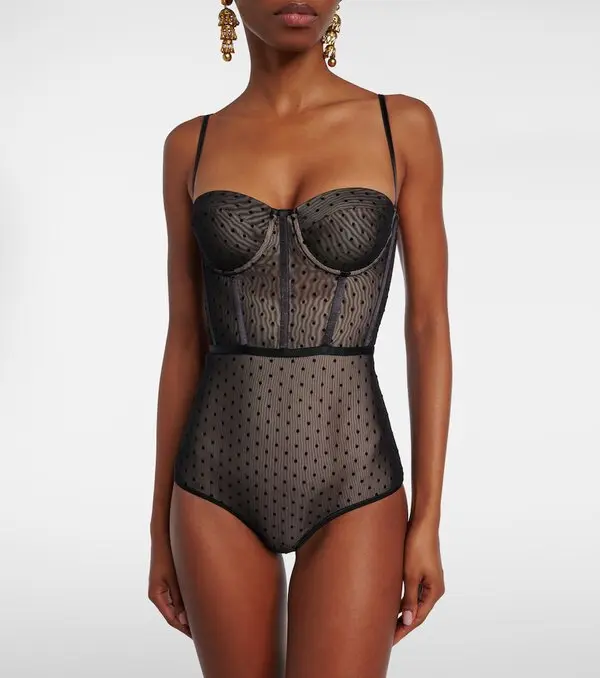 Zimmermann Polka Dot Mesh Bodysuit - Black