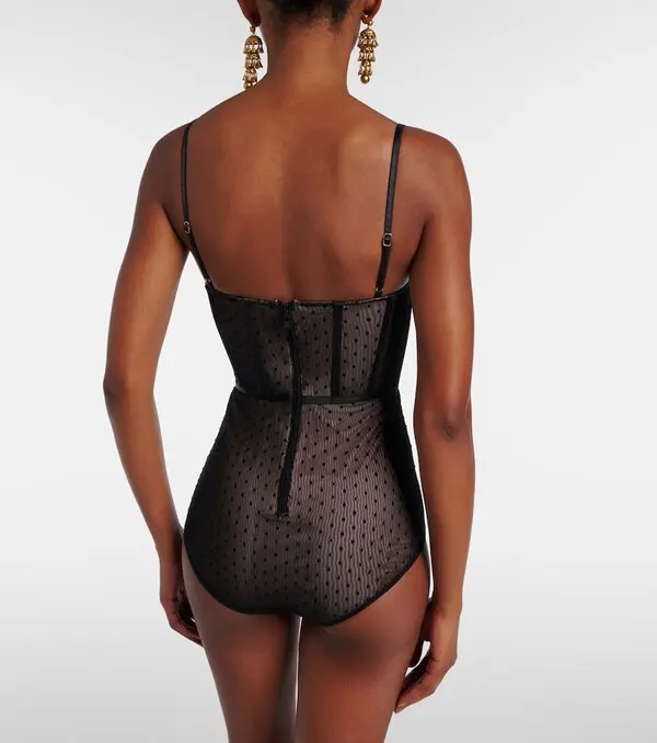 Zimmermann Polka Dot Mesh Bodysuit - Black