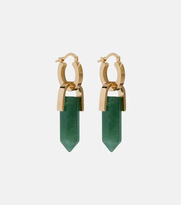 La DoubleJ Pillar Embellished Gold-plated Earrings - Green