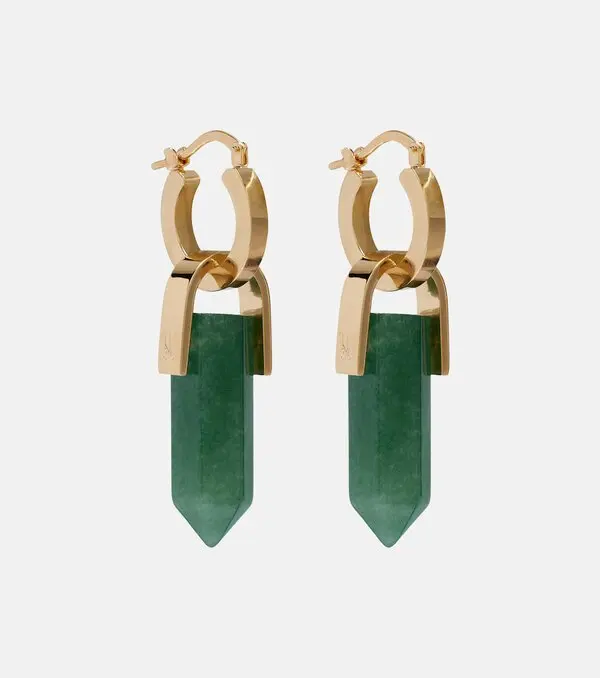 La DoubleJ Pillar Embellished Gold-plated Earrings - Green
