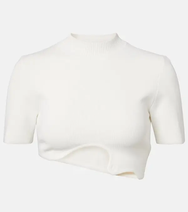 Christopher Esber Asymmetrical Mock Neck Cropped Top - White