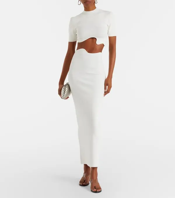 Christopher Esber Asymmetrical Mock Neck Cropped Top - White
