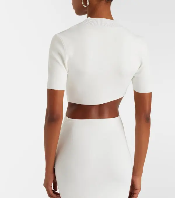 Christopher Esber Asymmetrical Mock Neck Cropped Top - White