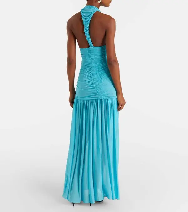 Christopher Esber Orion Ruched Jersey Maxi Dress - Blue