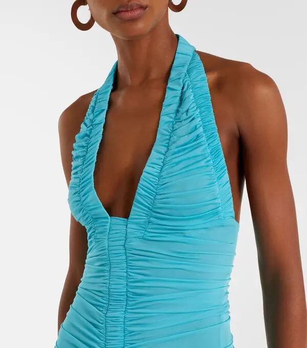 Christopher Esber Orion Ruched Jersey Maxi Dress - Blue