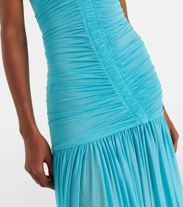 Christopher Esber Orion Ruched Jersey Maxi Dress - Blue
