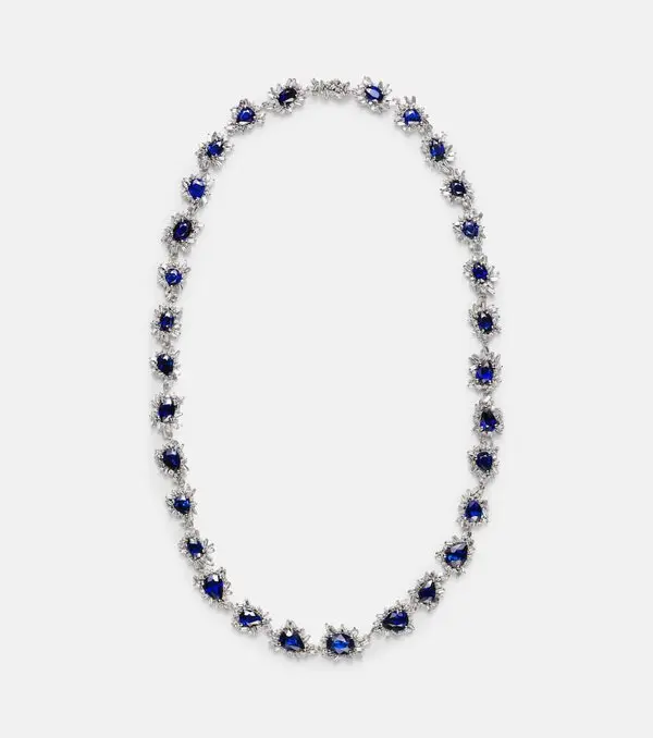 SUZANNE KALAN 18kt White Necklace With Sapphires And Diamonds - Gold