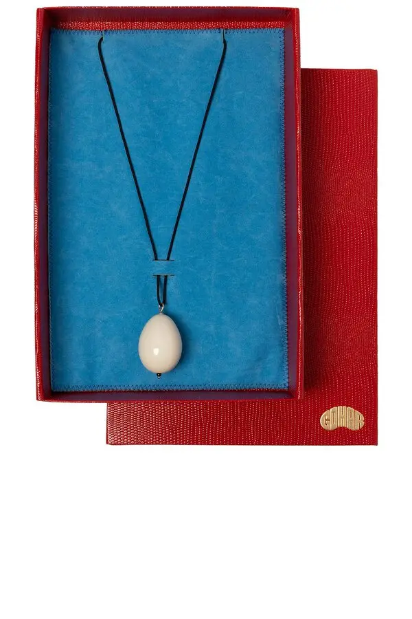 GOHAR WORLD Egg Host Pendant Necklace - White  Copper  & Sterling Silver