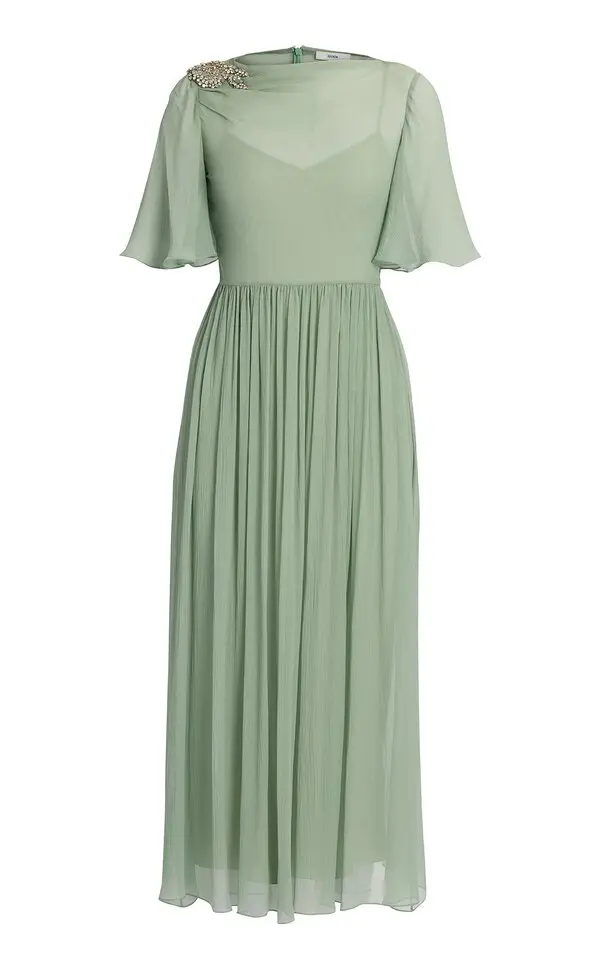 Erdem Embellished Silk Creponne Midi Dress
