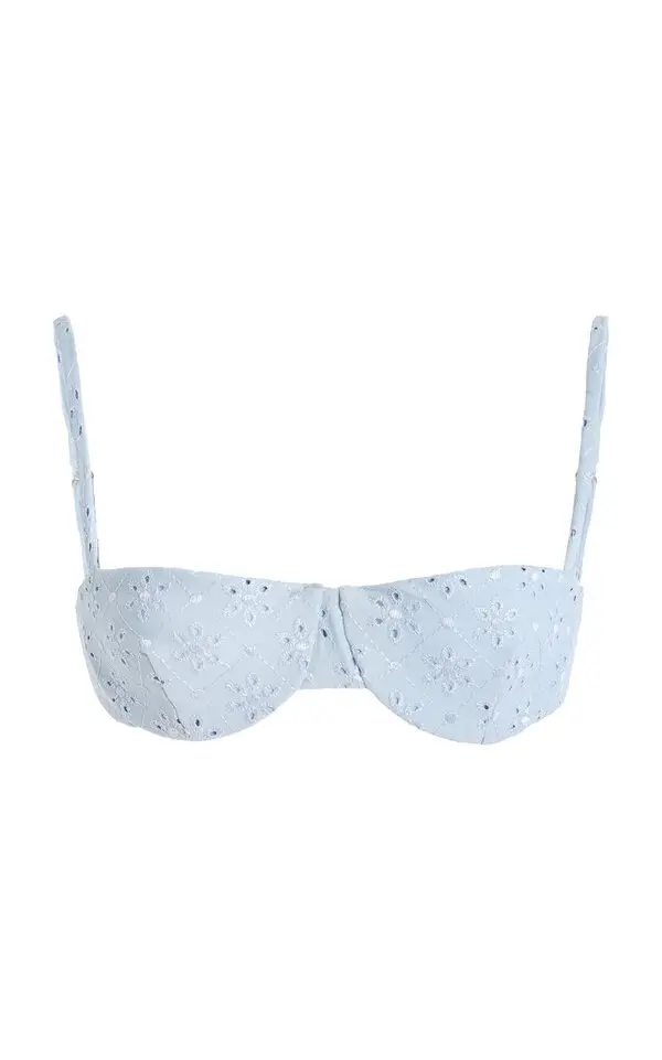 JUILLET Ingrid Broderie Anglaise Bikini Top - Blue