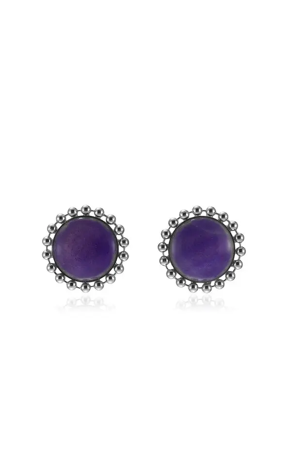 LELET NY Lina Rhodium-plated Stud Earrings - Blue