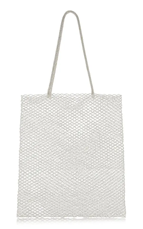 CORDERA Handmade Beaded Tote Bag - Silver