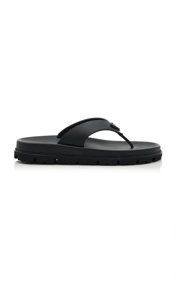 Prada Rubber Thong Sandals - Black