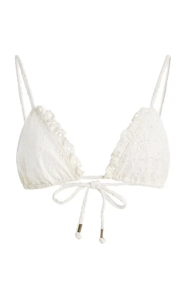JUILLET Kennie Broderie Anglaise Bikini Top - White