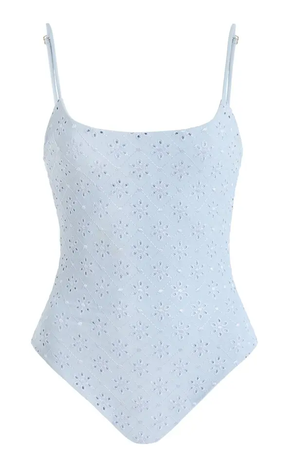 JUILLET Imey Broderie Anglaise One-piece Swimsuit - Blue