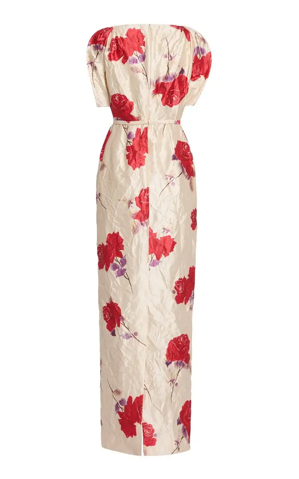 Erdem Floral Textured Satin Gown