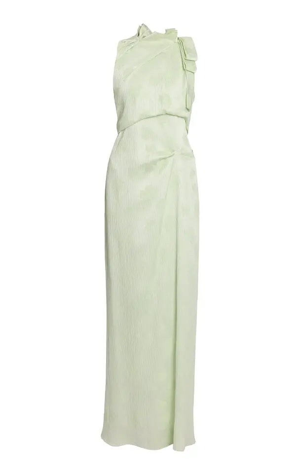 Erdem Floral Creponne Jacquard Gown - Green