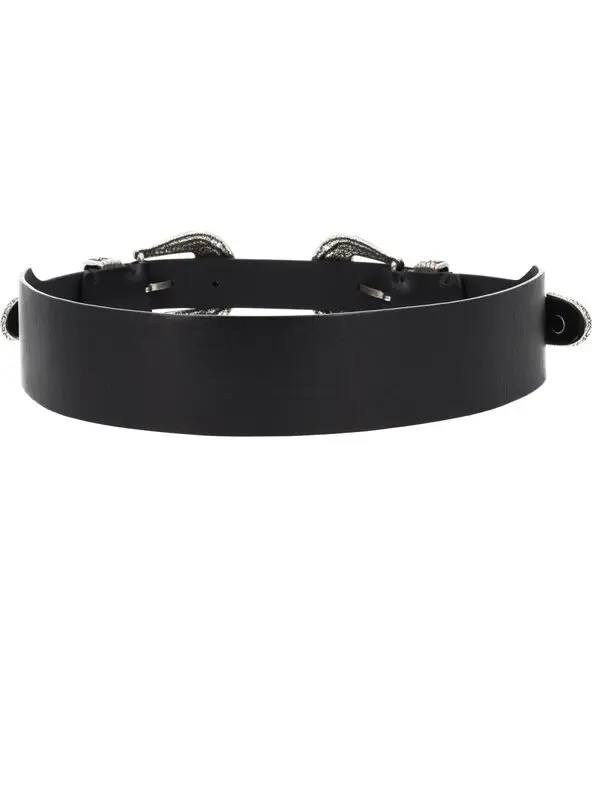 Golden Goose Double Buckle Leather Belt In Black - 6% Off  display picture 1