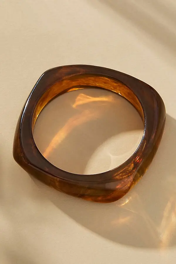 Anthropologie Square Resin Bangle Bracelet - Tortoise