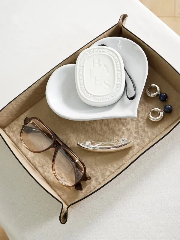 Smythson Panama Large Trinket Tray - Gray