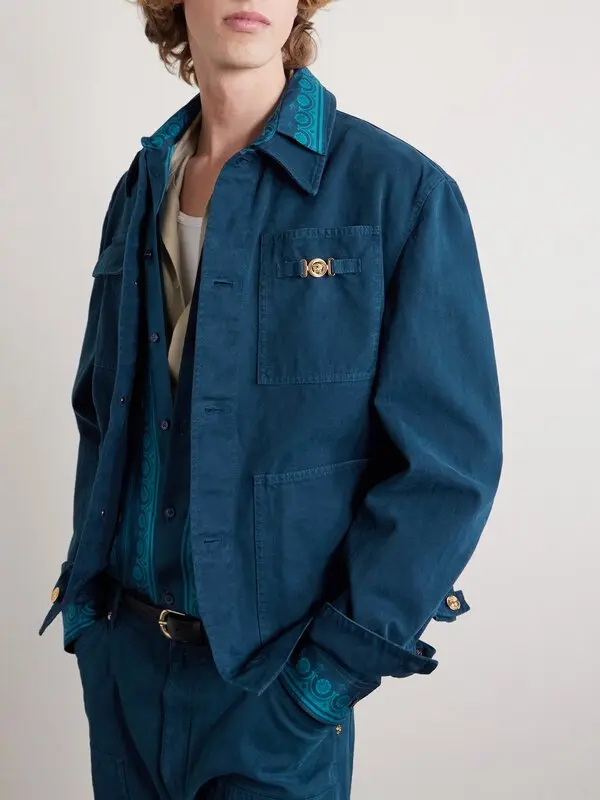 Versace Embellished Cotton-canvas Blouson Jacket