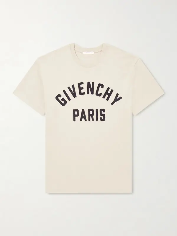 Givenchy Logo-appliquéd Cotton-jersey T-shirt - Neutrals