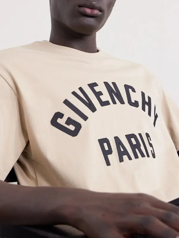 Givenchy Logo-appliquéd Cotton-jersey T-shirt - Neutrals