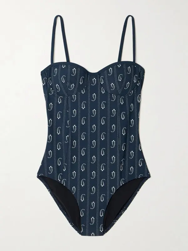 Tory Burch Printed Underwired Swimsuit - Blue