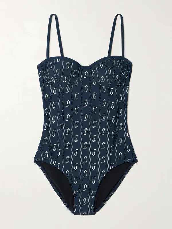 Tory Burch Printed Underwired Swimsuit - Navy