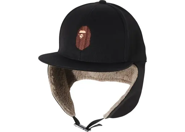 A BATHING APE Ape Head Logo Earmuffs Cap - Black