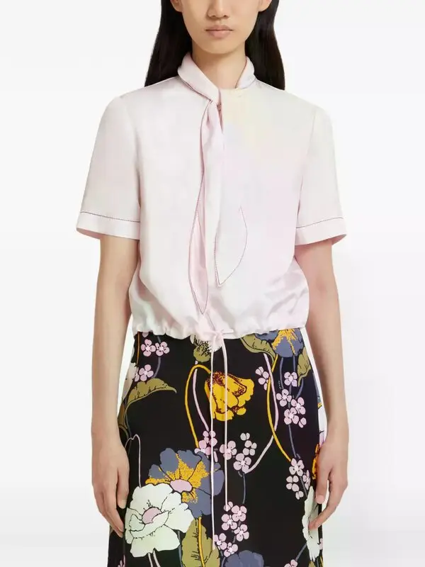 Marni Contrast Stitching Short Sleeve Blouse
