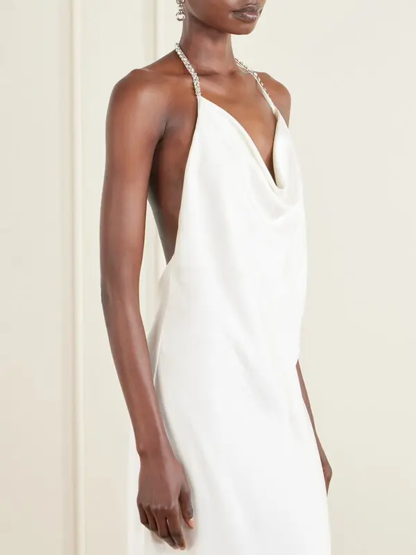 Stella McCartney Crystal-embellished Satin-crepe Halterneck Gown