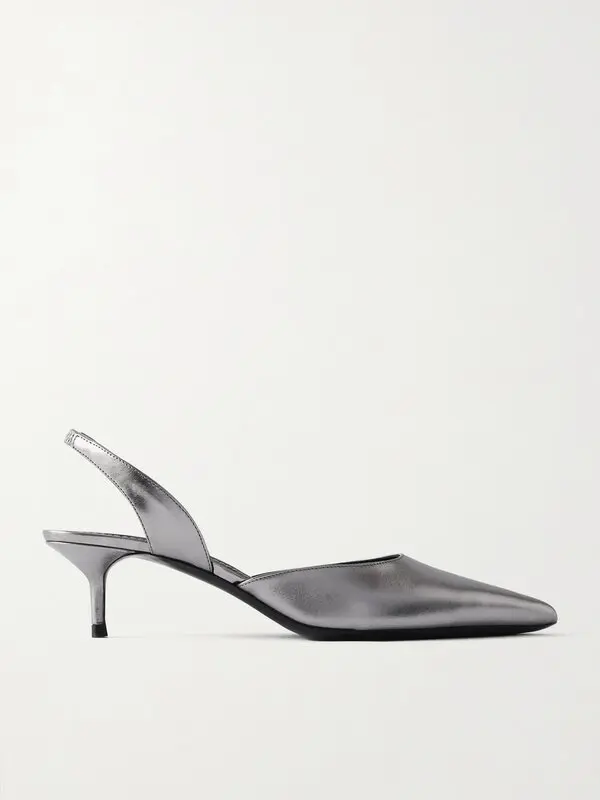 Staud Leather Slingback Pumps - Metallic
