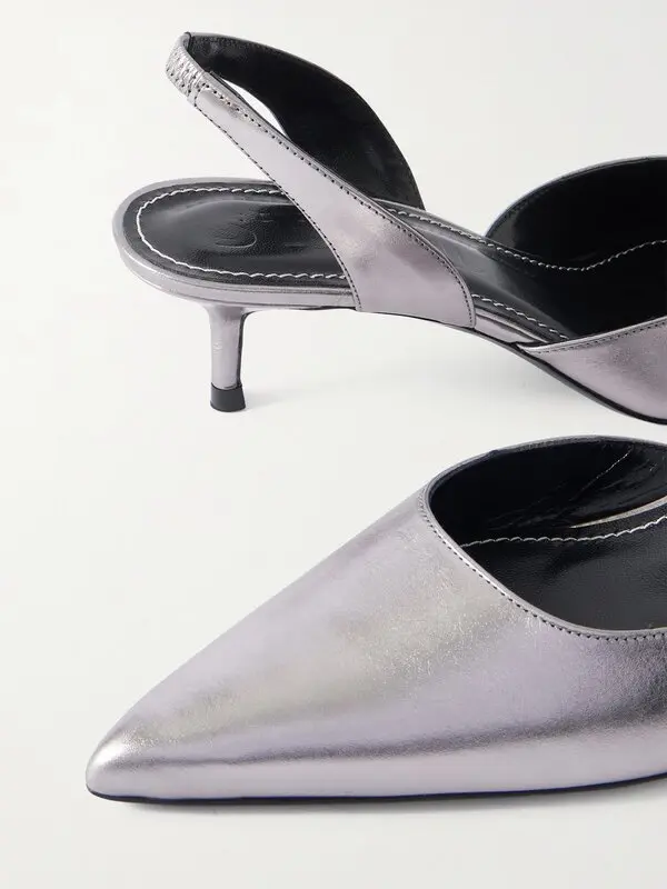 Staud Leather Slingback Pumps - Metallic