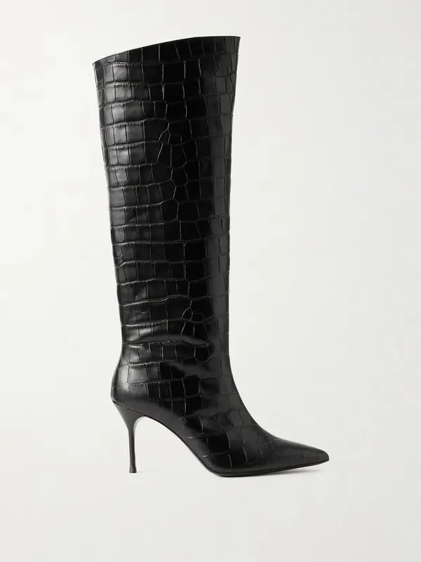 Staud Sebastian Croc-effect Leather Knee Boots