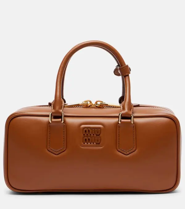 Miu Miu Arcadie Large Leather Top-handle Bag - Brown