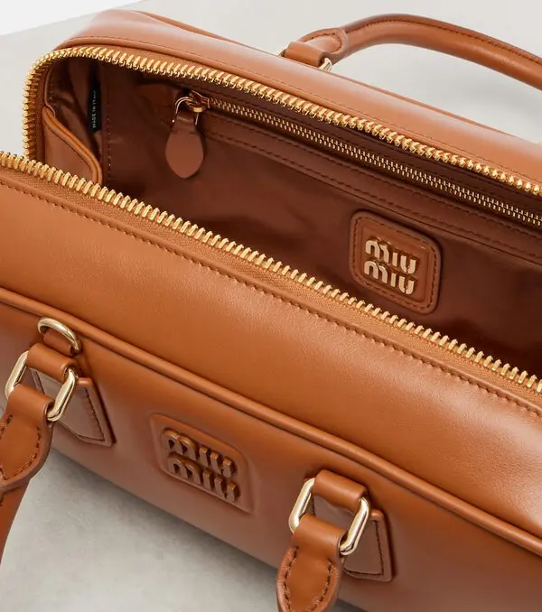 Miu Miu Arcadie Large Leather Top-handle Bag - Brown