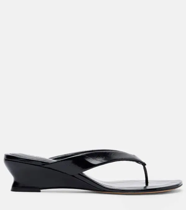 Le Monde Beryl Leather Thong Wedge Sandals
