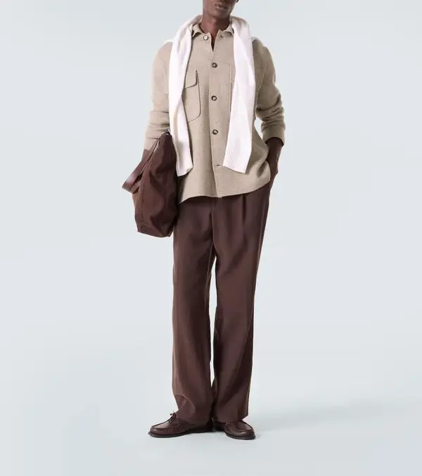 ALLUDE Wool And Cashmere Overshirt - Beige