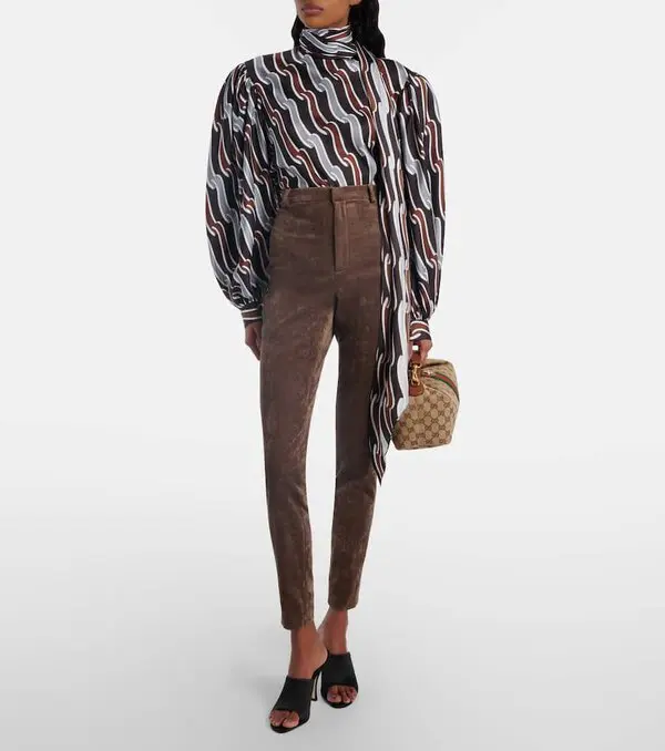 Gucci Printed Tie-neck Blouse