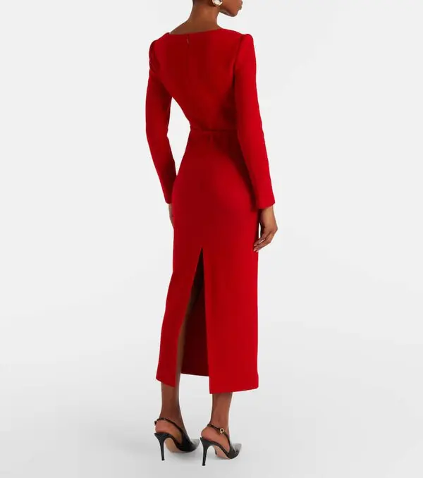 Roland Mouret Belted Wool Midi Dress