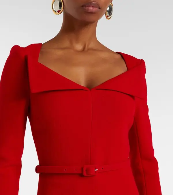 Roland Mouret Belted Wool Midi Dress