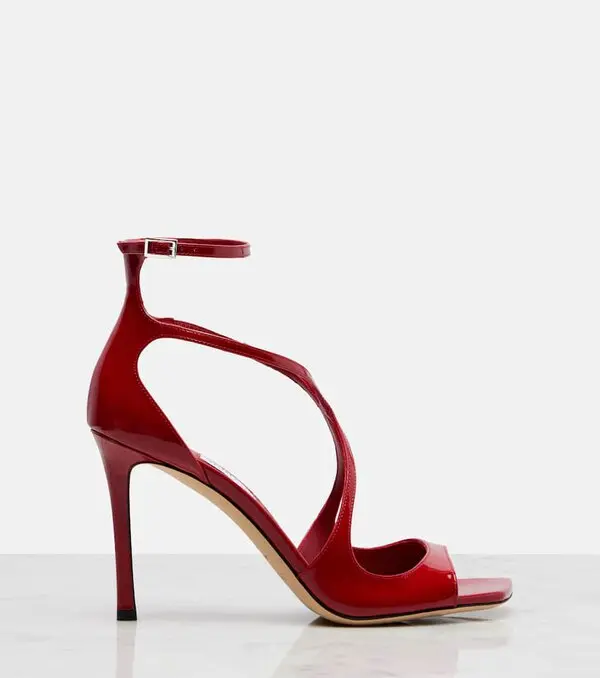 JIMMY CHOO Azia 95 Patent Leather Sandals - Red