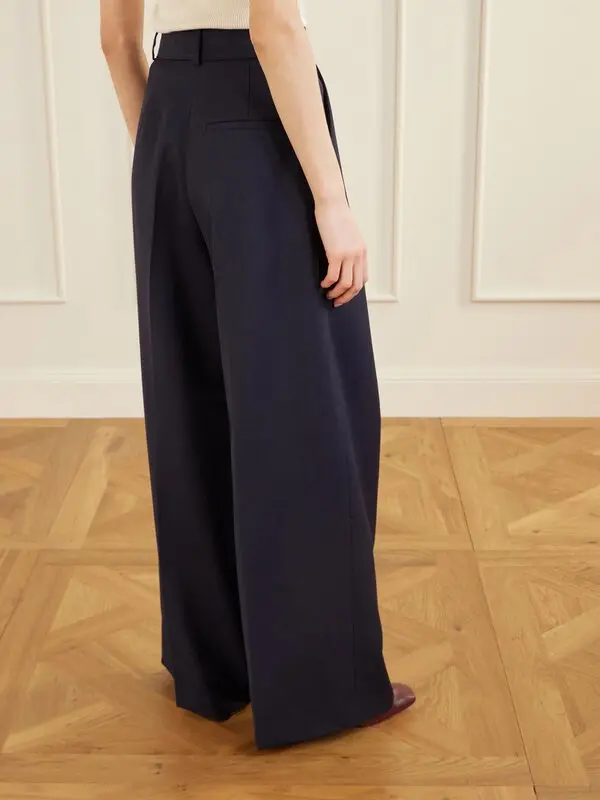 ANINE BING Lou Pleated Wide-leg Pants - Blue