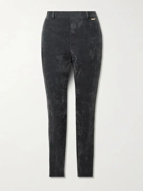 Gucci Cotton-blend Velvet Skinny Pants - Green